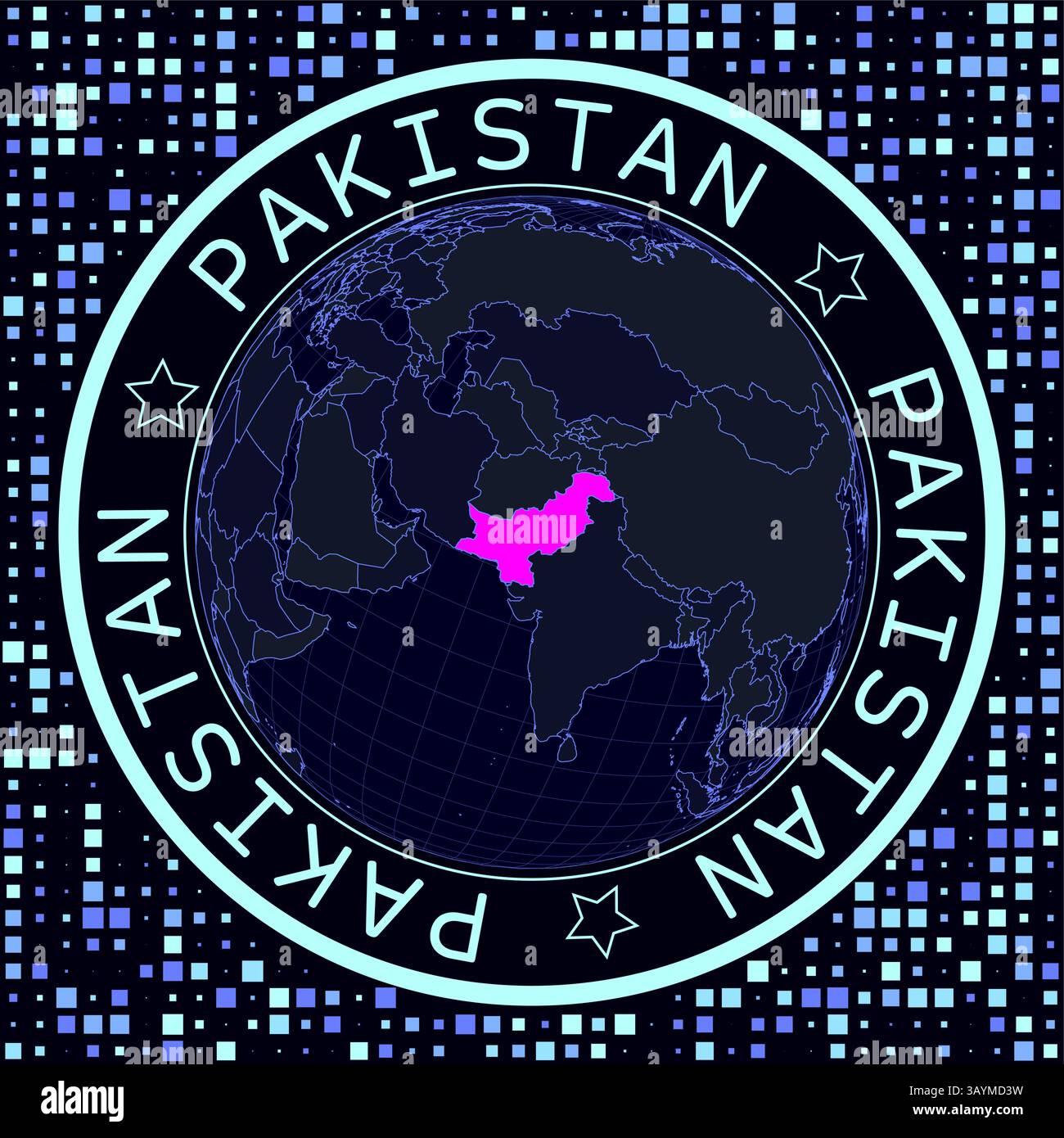 Pakistan on globe vector. Futuristic satellite view of the world ...