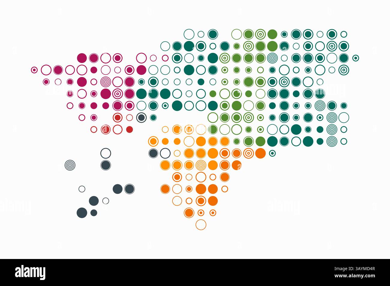 Guinea-Bissau, shape of the country built of colored cells. Digital ...