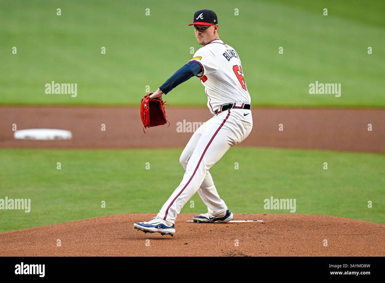 ATLANTA, GA – APRIL 22: Atlanta pitcher Scott Blewett (63) throws a ...