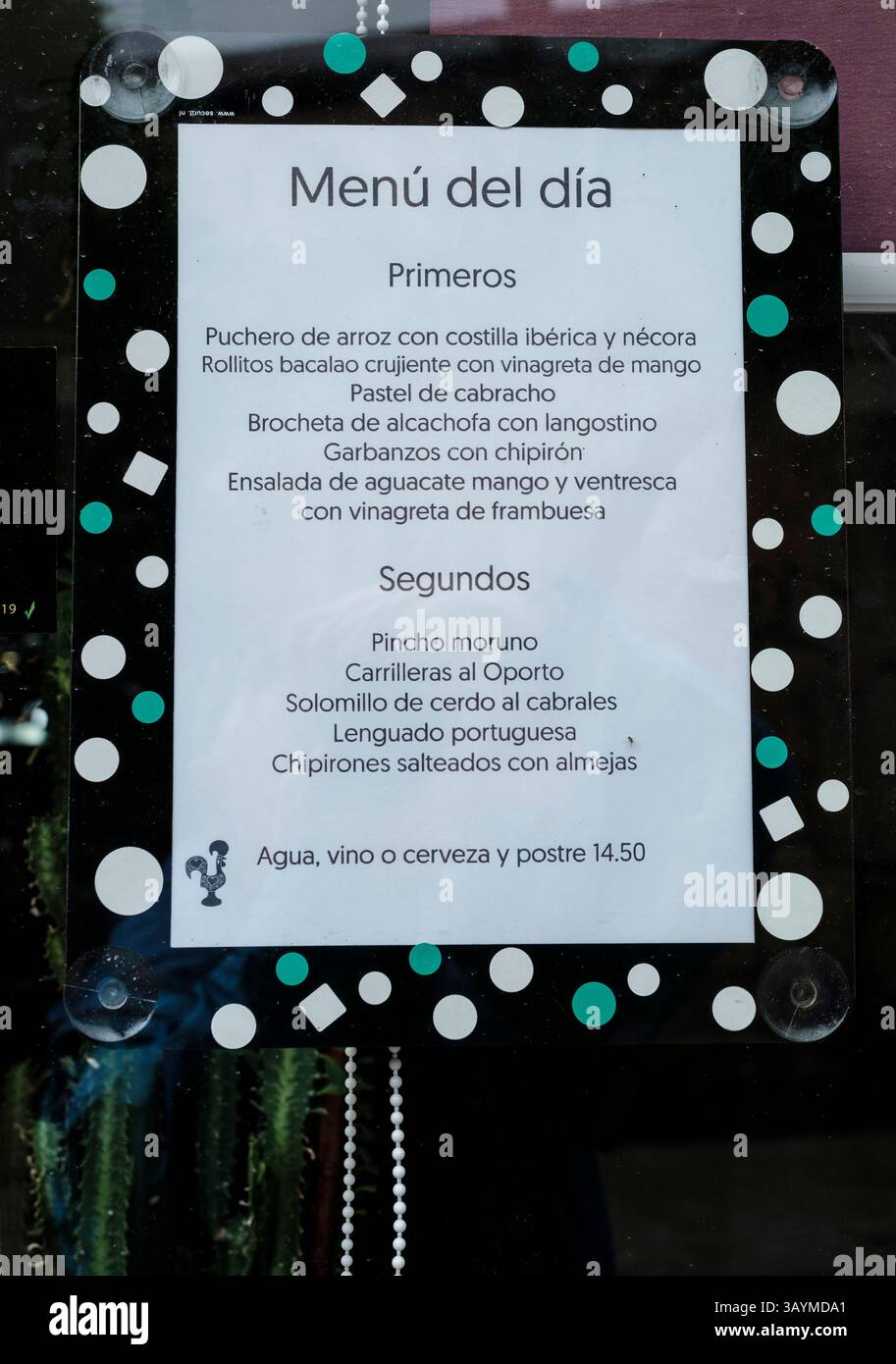 Spain, Leon. Typical Daily Fixed-price Menu ("Menu del Dia") Offered by ...