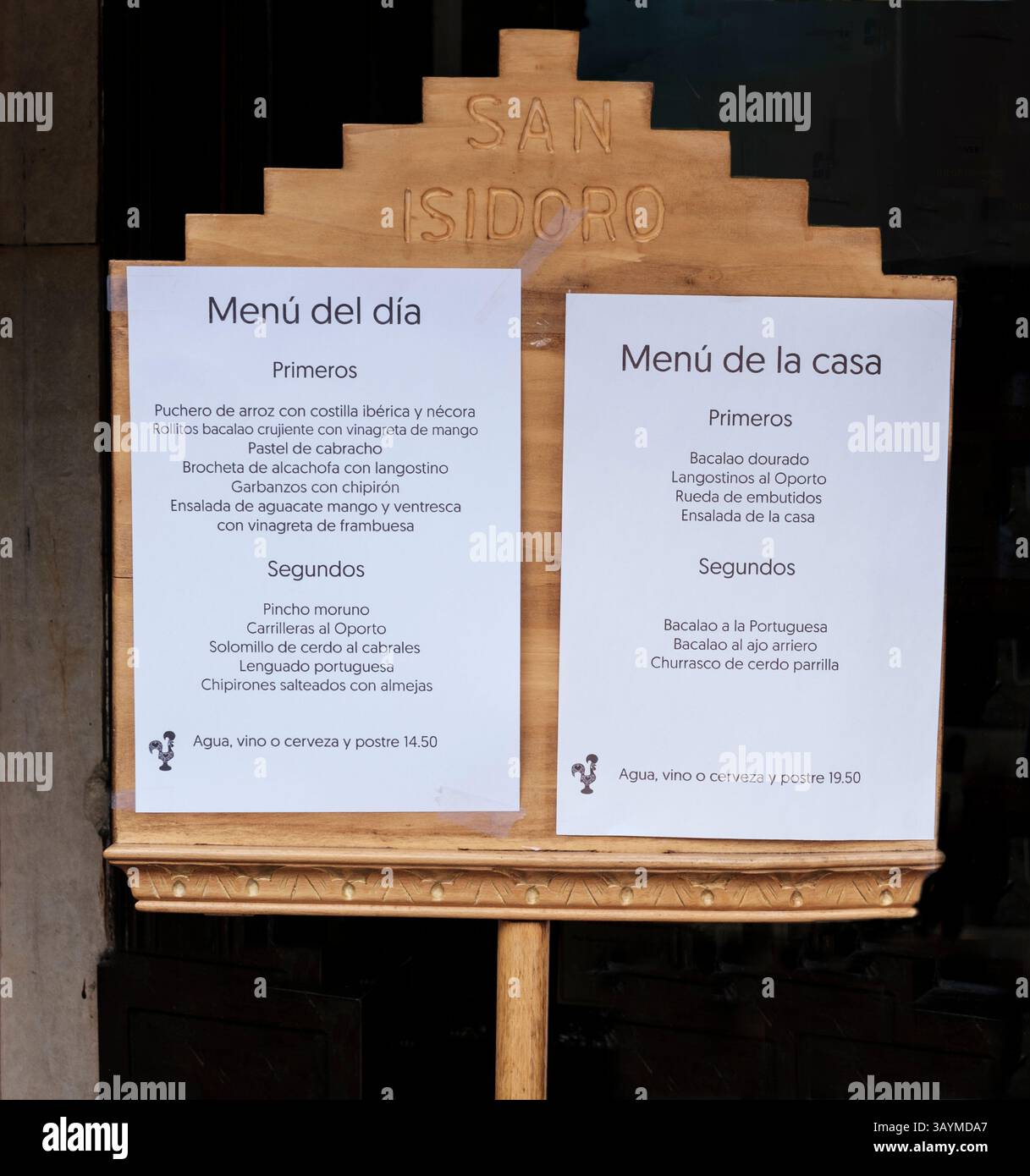 Spain, Leon. Typical Daily Fixed-price Menu ("Menu del Dia") Offered by ...