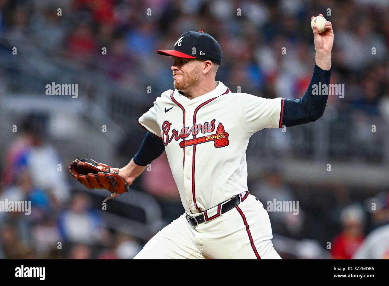 ATLANTA, GA – APRIL 22: Atlanta relief pitcher Aaron Bummer (49) throws ...