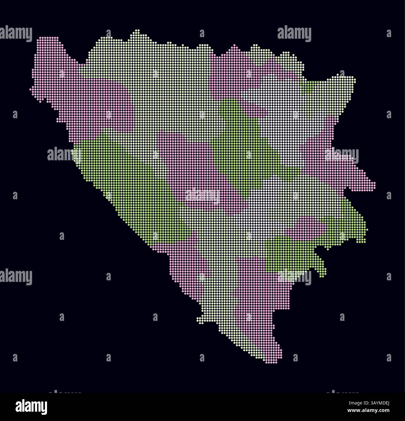 Bosnia and Herzegovina dotted map. Digital style map of the country on ...