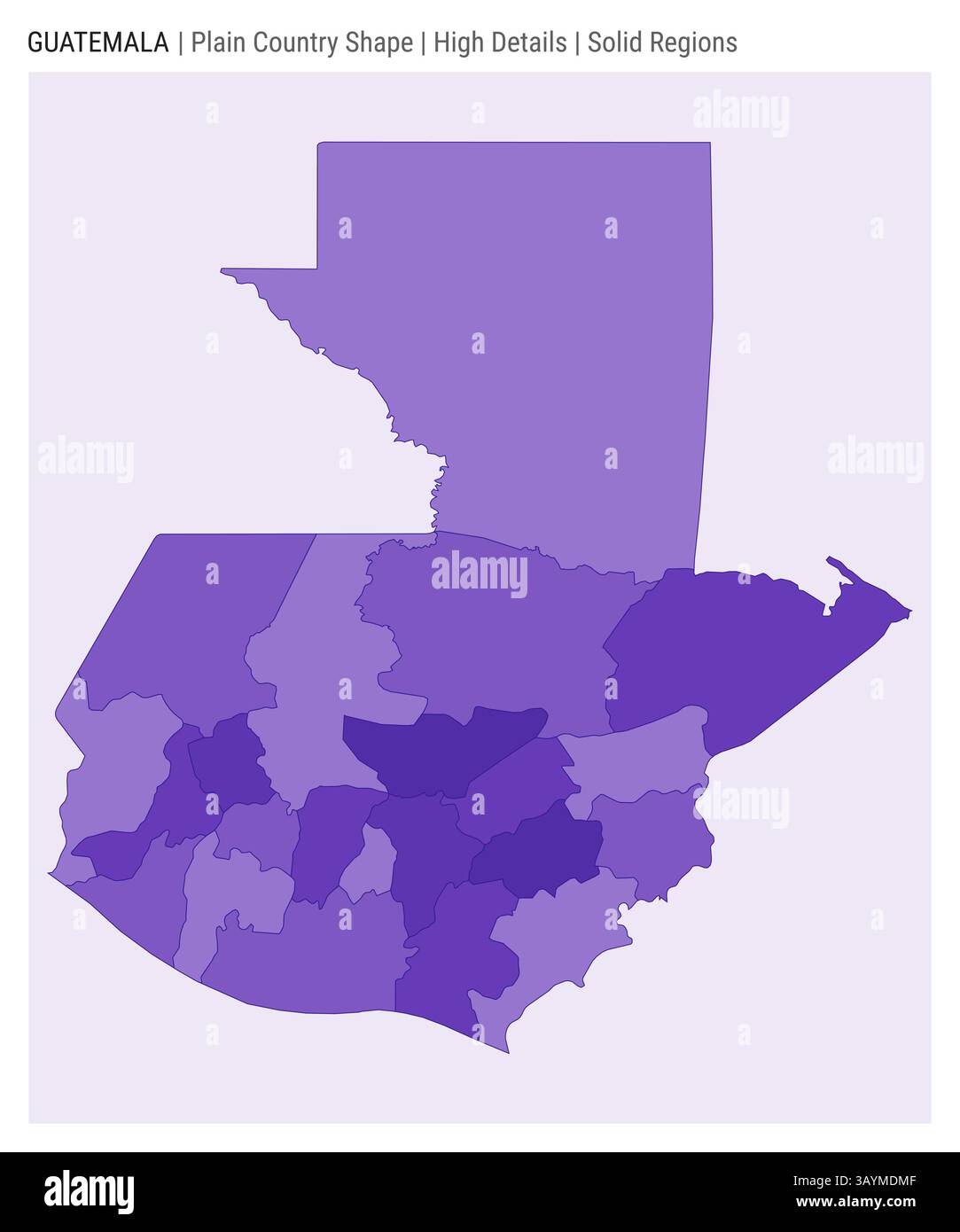 Guatemala plain country map. High details. Solid regions style. Shape ...