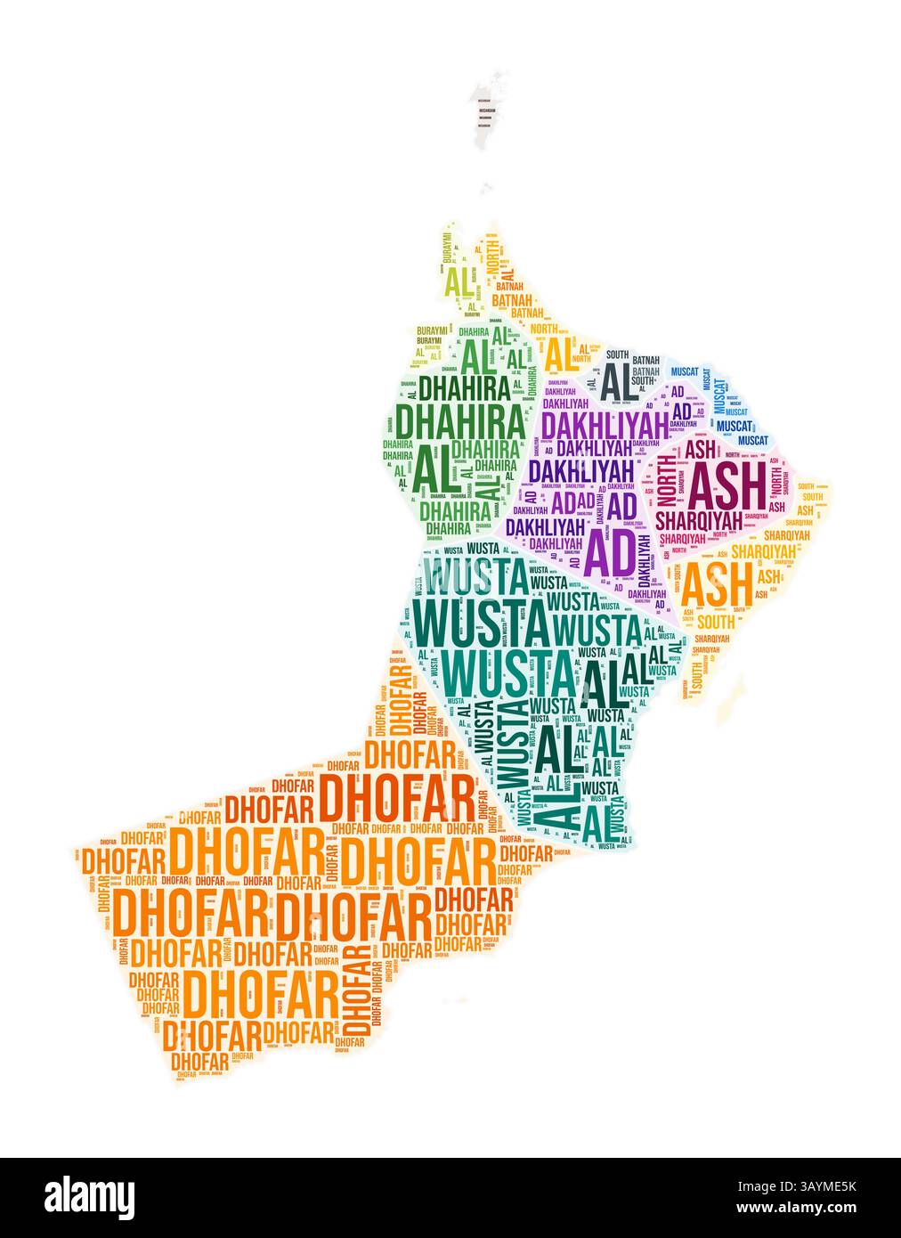 Oman region word cloud. Country shape design. Oman colored illustration ...