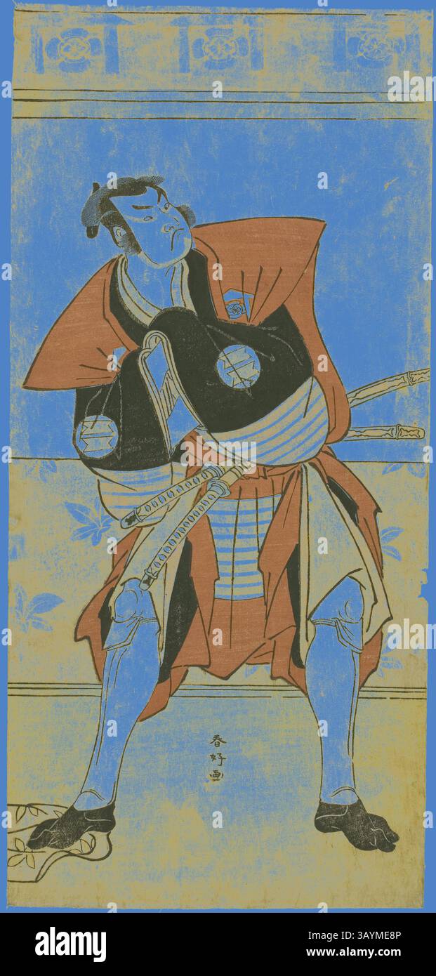 A samurai stands confidently with arms crossed, wearing a vibrant robe ...