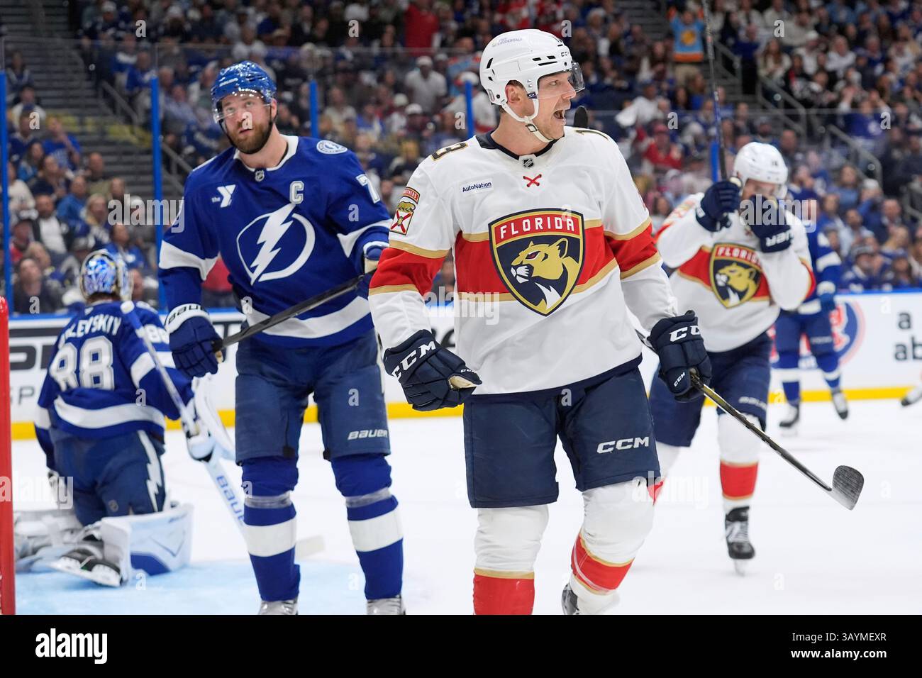 Florida Panthers center Sam Reinhart (13) celebrates after scoring ...