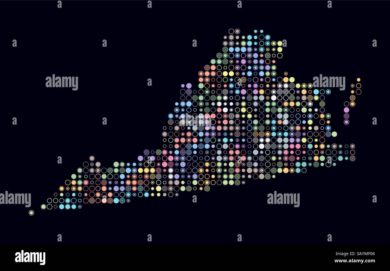 Virginia, shape of the state built of colored cells. Digital style map ...