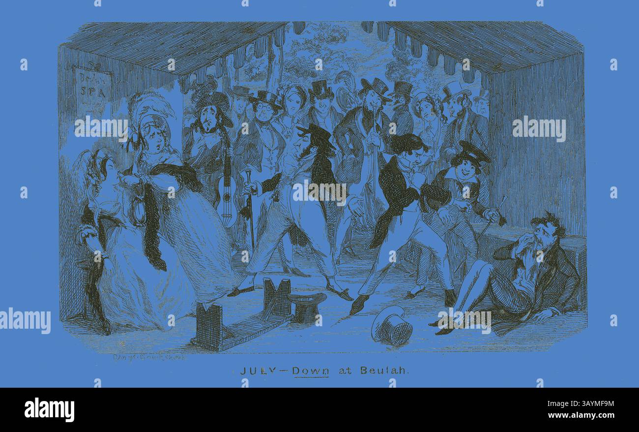 A lively depiction of a social gathering, featuring men and women ...