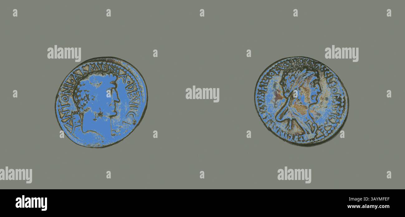 Two ancient coins, each displaying intricate designs and inscriptions ...