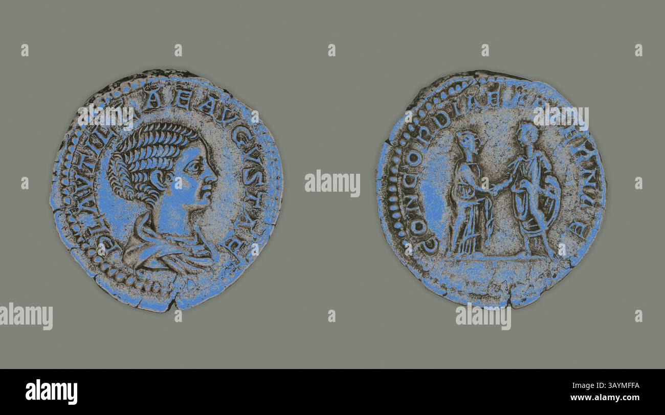 A detailed depiction of an ancient coin featuring a portrait on one ...