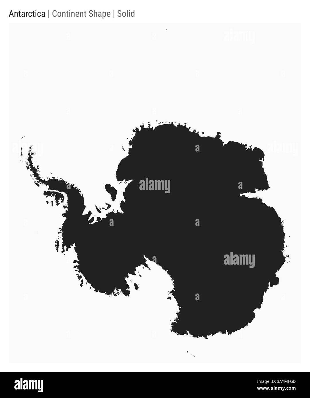 Antarctica. Simple vector map. Continent shape. Solid style. Border of ...
