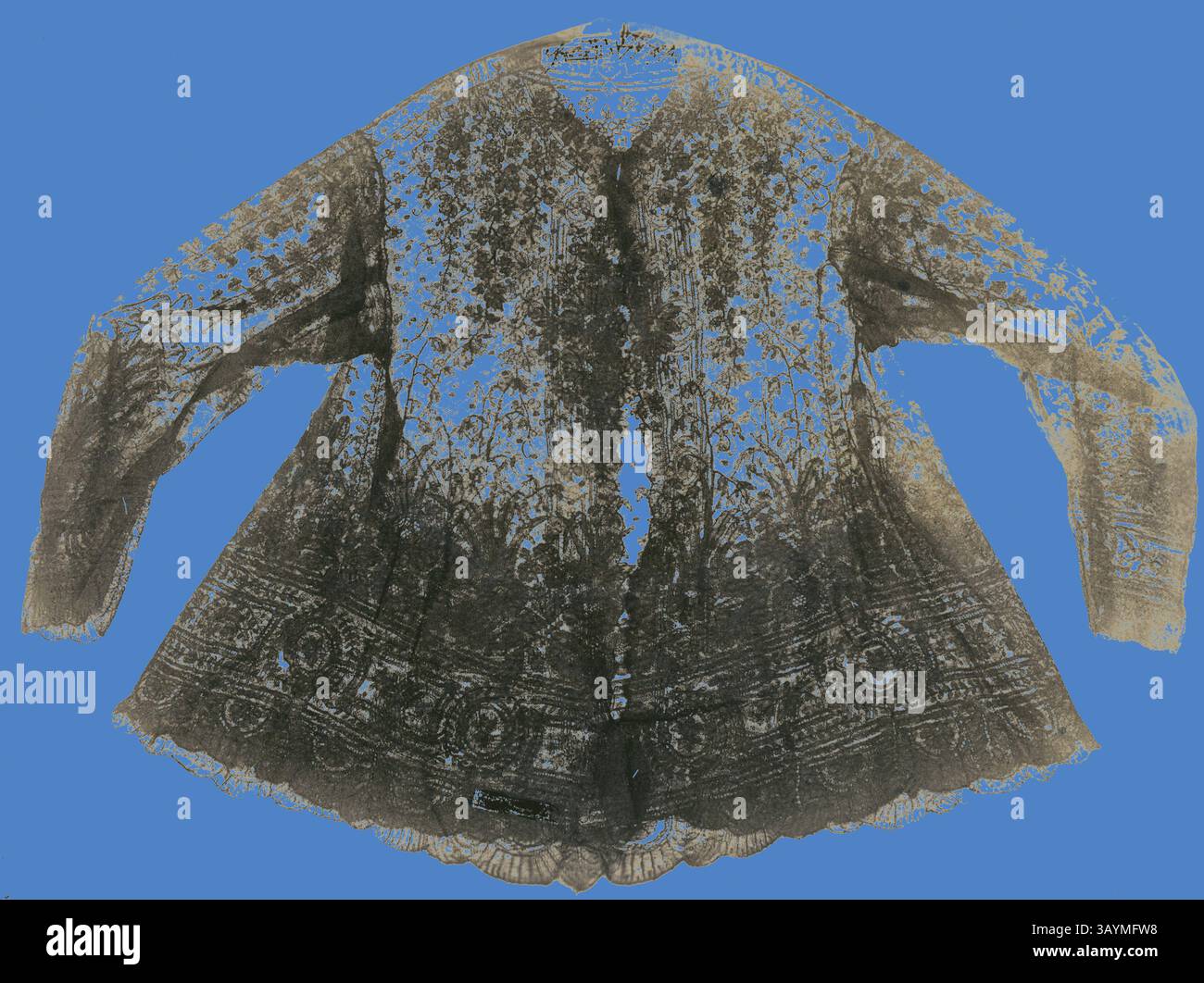 An intricately designed lace garment featuring detailed floral patterns ...