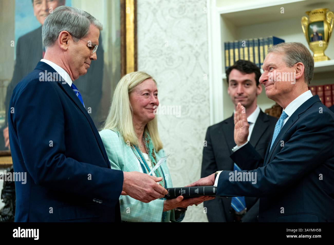 United States Secretary of the Treasury Scott Bessent, left ...