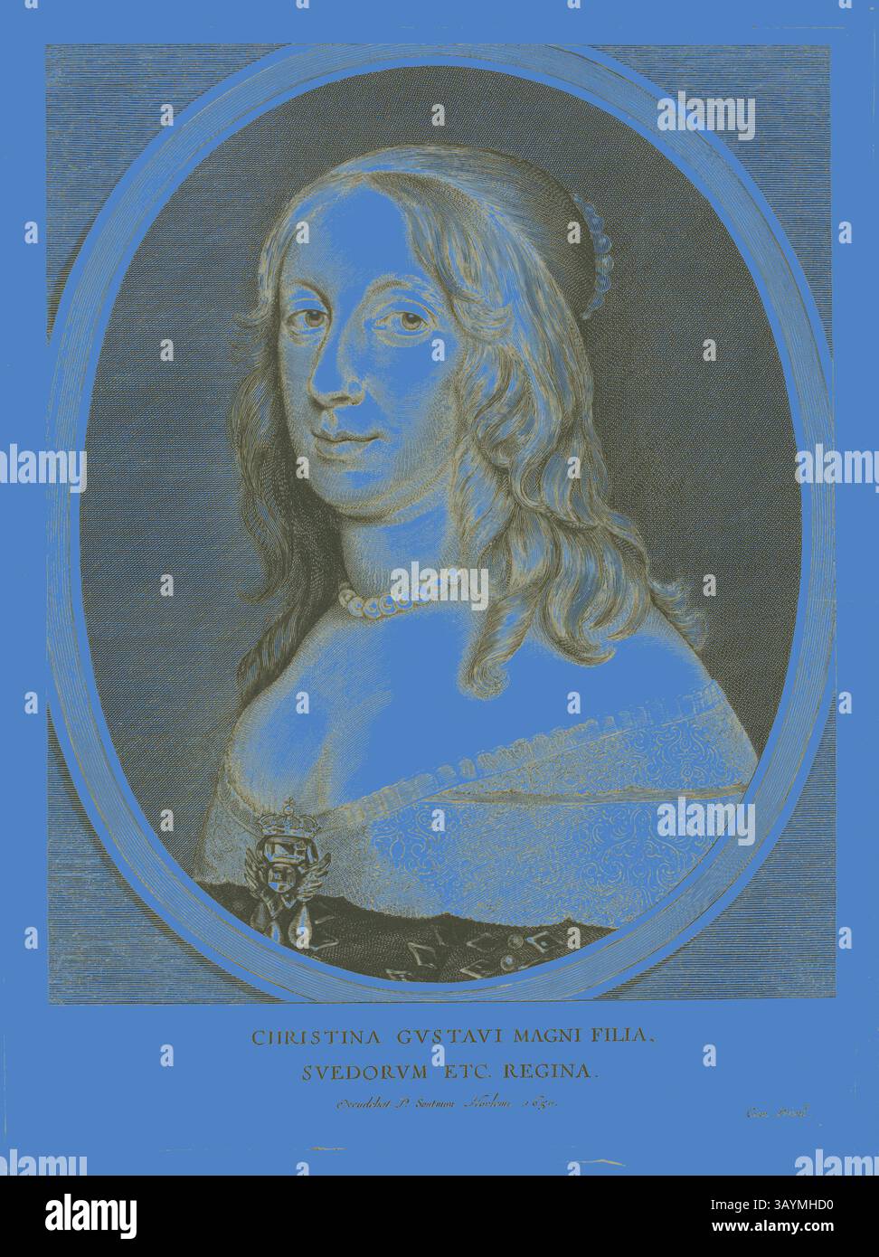 A portrait of Queen Christina of Sweden, featuring intricate details ...