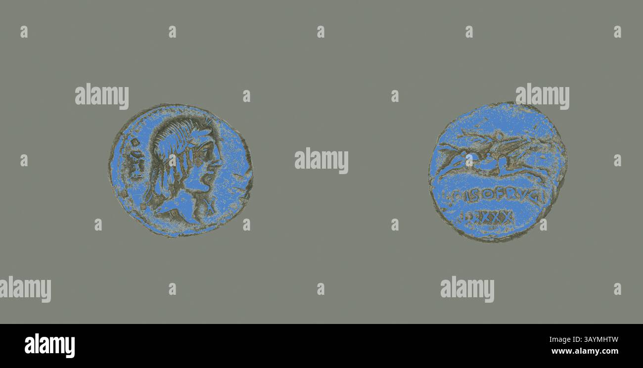 Two ancient coins are displayed side by side. One features a profile of ...