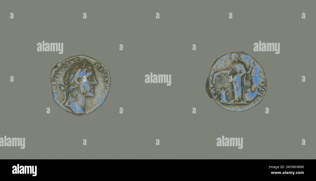 Two ancient coins are displayed side by side. One features a profile of ...