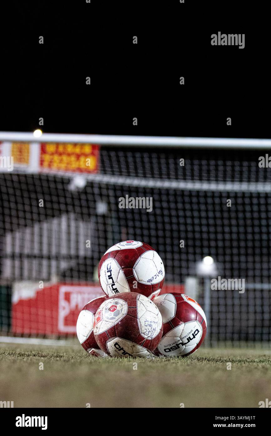 Footballs on a football field at night hi-res stock photography and ...