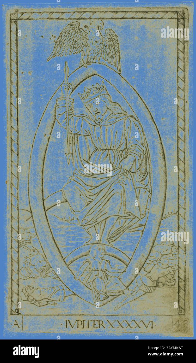 A regal figure, crowned and draped in flowing garments, sits on a ...