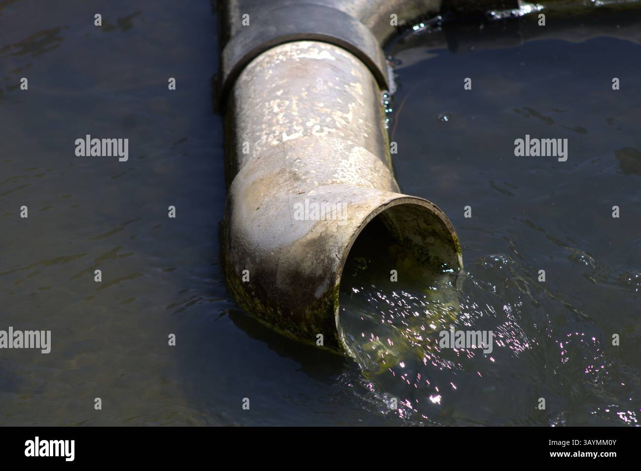 open pipe with water flowing out Stock Photo - Alamy