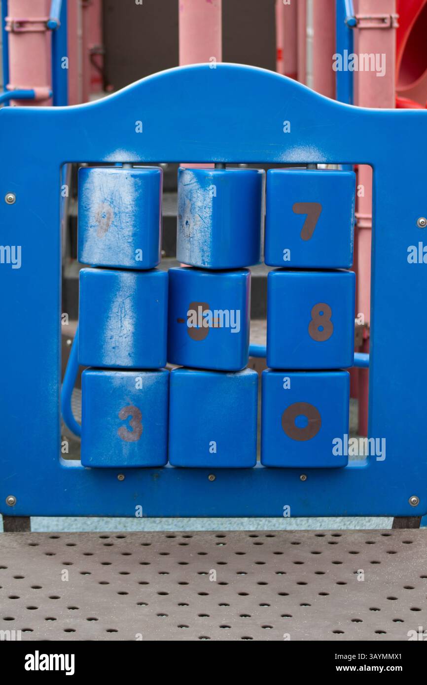 number learning blocks at kids park playground Stock Photo - Alamy