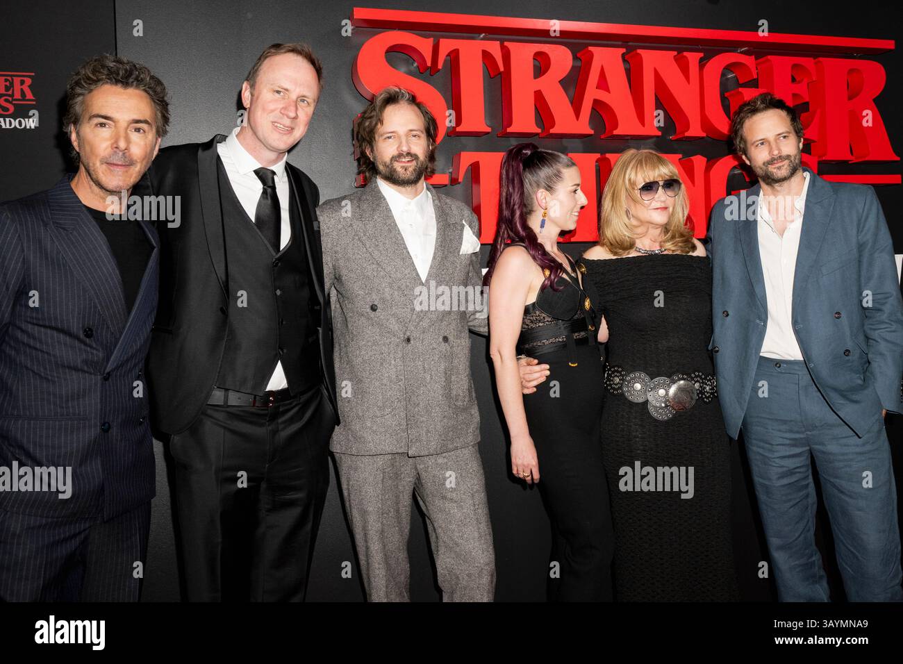 New York, USA. 22nd Apr, 2025. Shawn Levy, Justin Martin, Matt Duffer ...