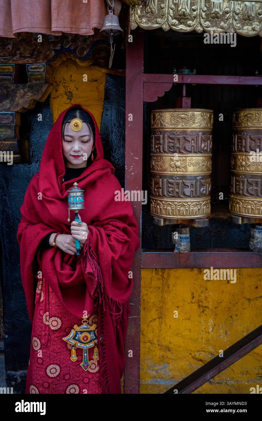 The act of spinning the wheel, known as mani khorlo, is a traditional ...