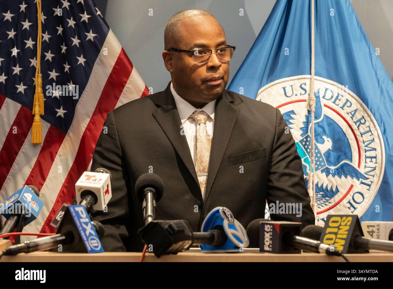 New York, USA. 23rd Apr, 2025. Deputy Mayor for Public Safety Kaz ...