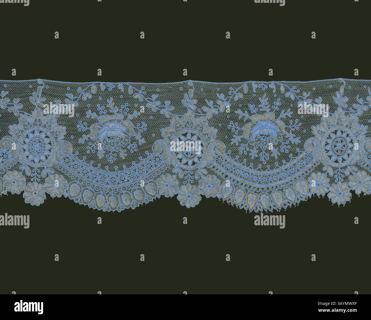 Intricate lace trim featuring detailed floral and ornamental designs ...