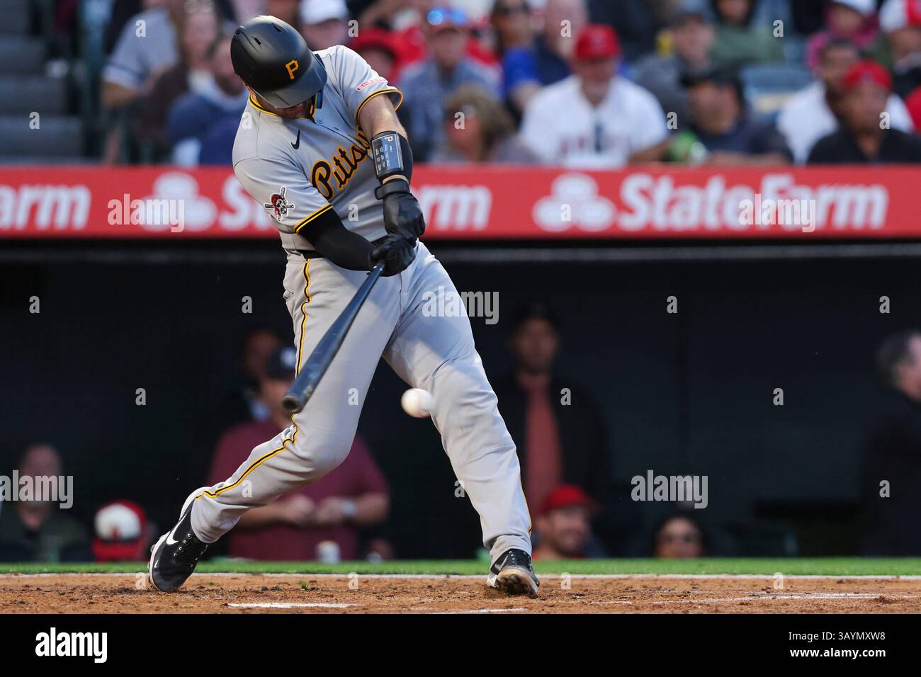 Pittsburgh Pirates' Joey Bart hits an RBI single during the third ...