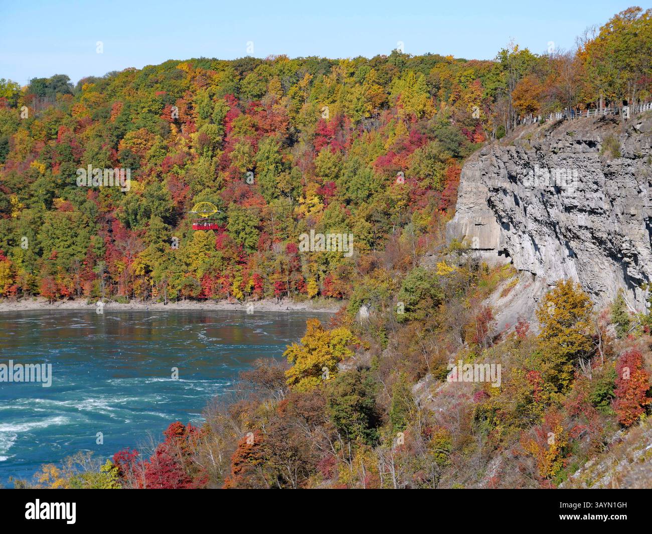 Niagara River gorge with cable car above the whirlpool rapids Stock ...