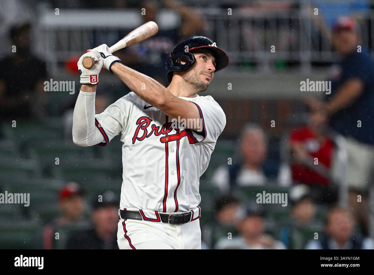 ATLANTA, GA – APRIL 22: Atlanta first baseman Matt Olson (28) hits the ...
