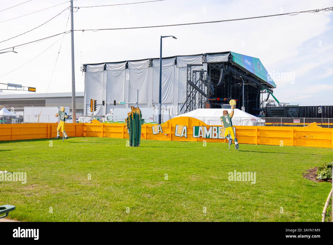 A large stage at Lambeau field in Green Bay, Wis ahead of the NFL draft ...