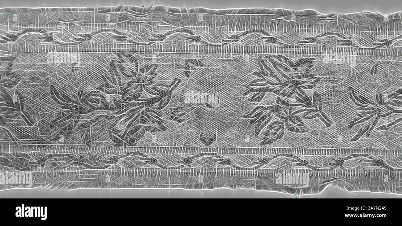 An intricate fabric design featuring detailed floral patterns ...