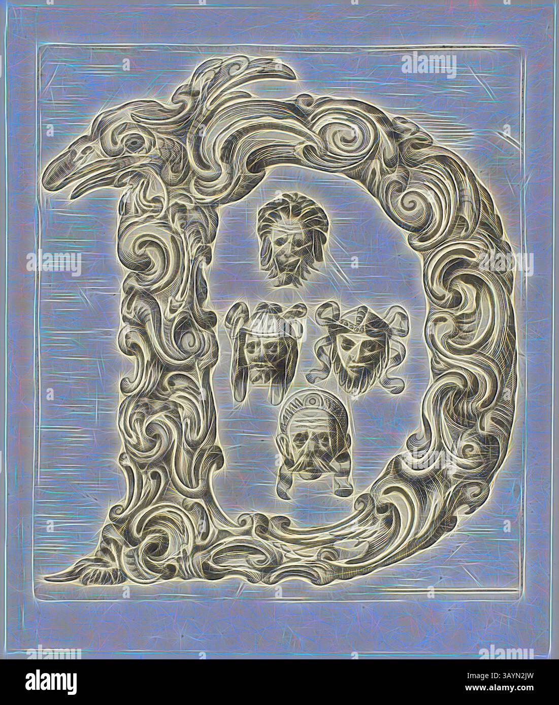 An intricate design featuring a stylized letter "D" surrounded by ...