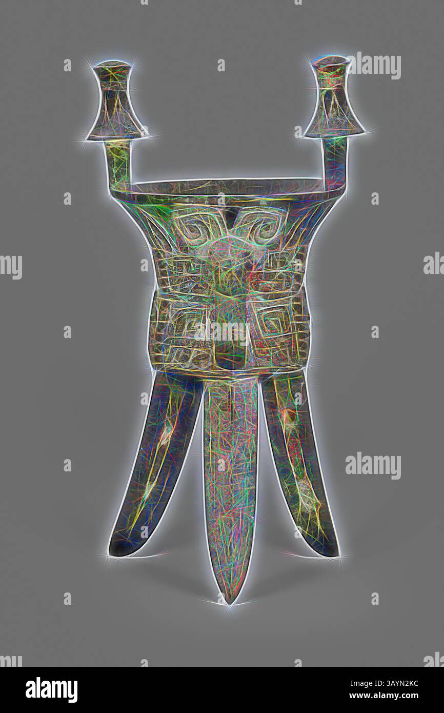 An intricately designed artifact featuring stylized motifs, with two ...