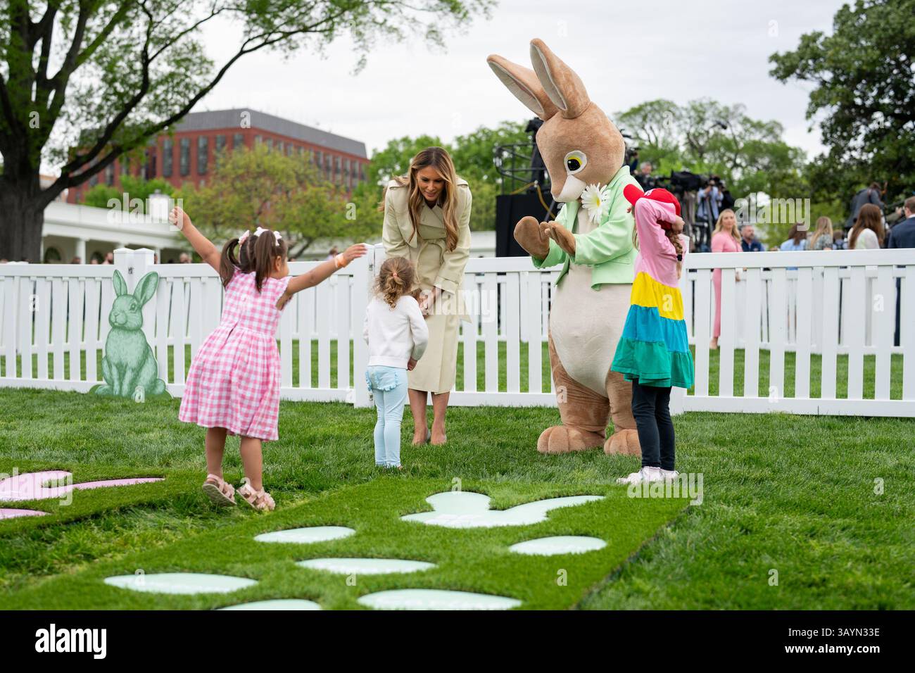 First Lady Melania Trump visits the Hop Scotch activity at the White ...