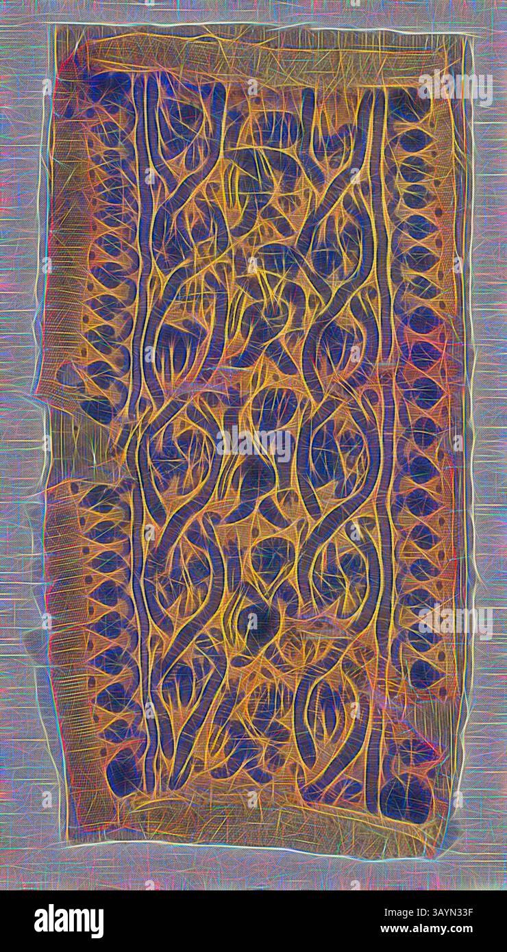 A vibrant tapestry showcases intricate patterns of swirling vines and ...