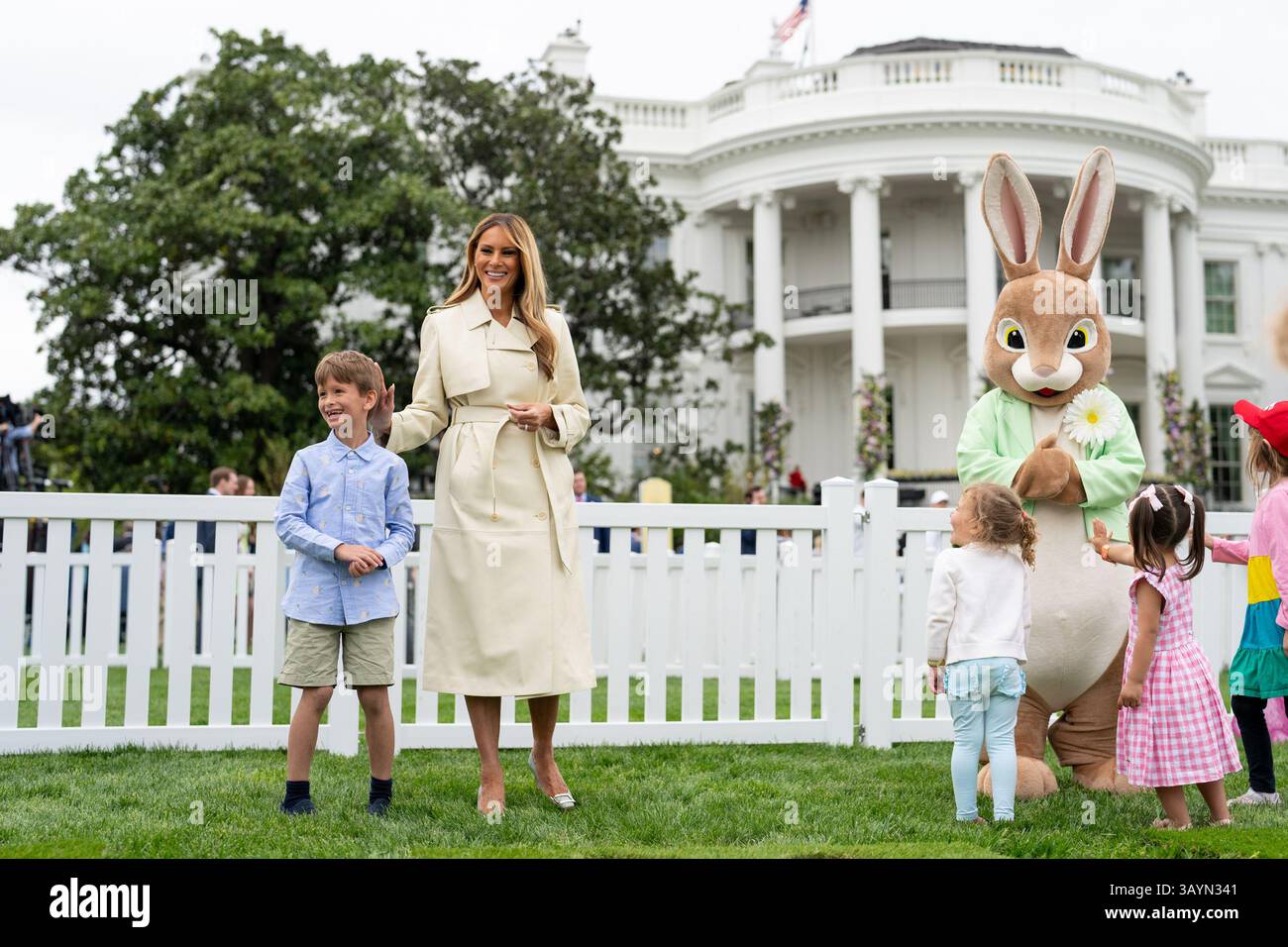 First Lady Melania Trump visits the Hop Scotch activity at the White ...