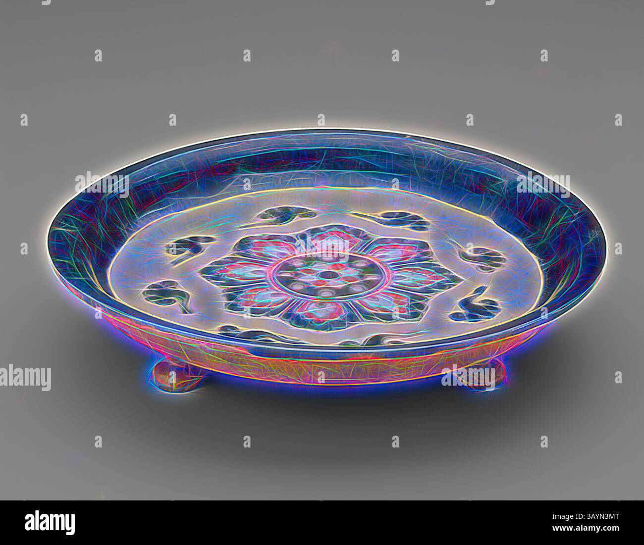 A decorative bowl featuring intricate floral patterns and vibrant ...