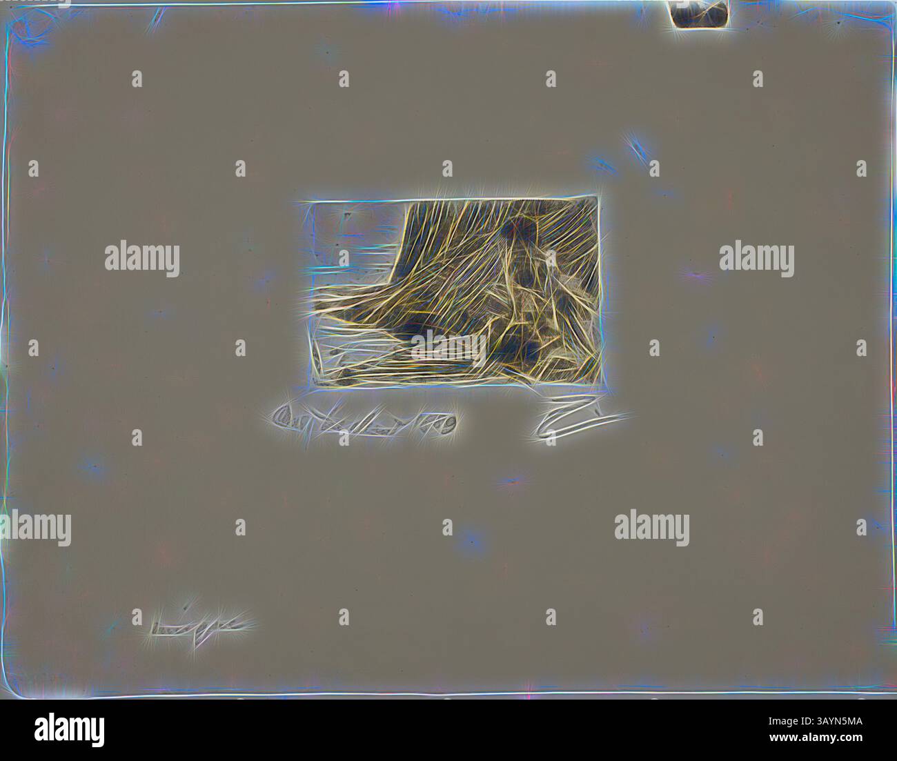 An abstract representation featuring a central image of a textured ...