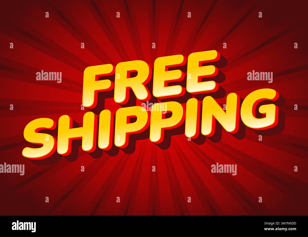 Bold yellow free shipping text over dynamic red background with strong ...
