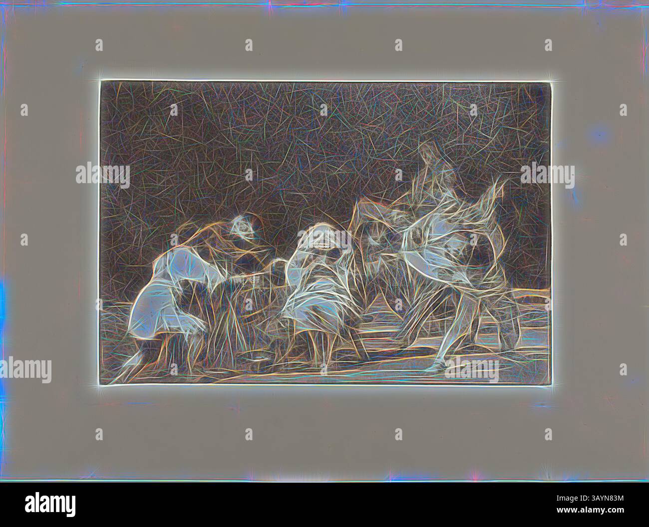 A dynamic scene depicting a group of dancers captured in motion ...