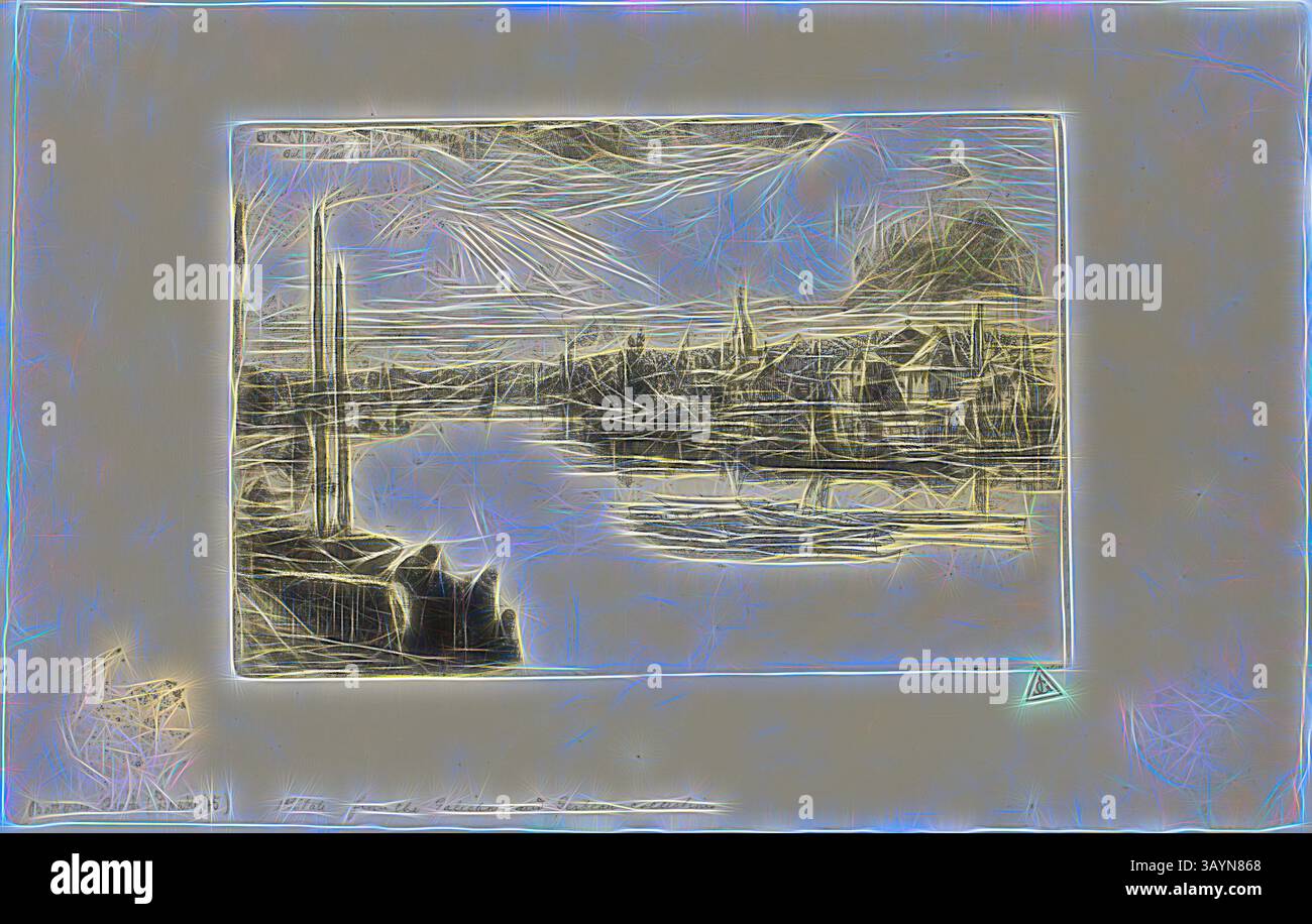 A serene landscape features gentle hills and a calm body of water, with ...