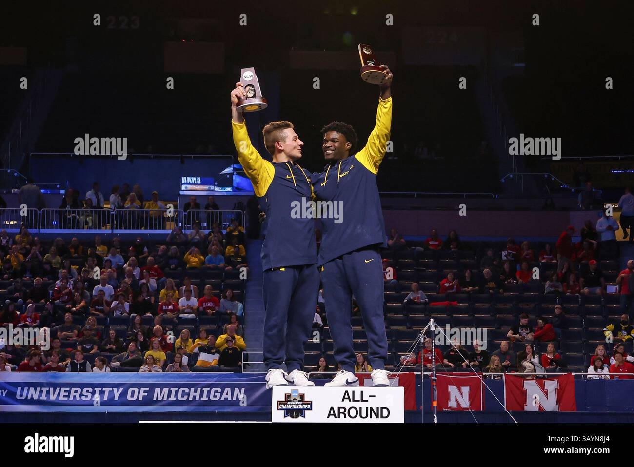 ANN ARBOR, MI - APRIL 19: Michigan gymnast Fred Richard, right, won the ...