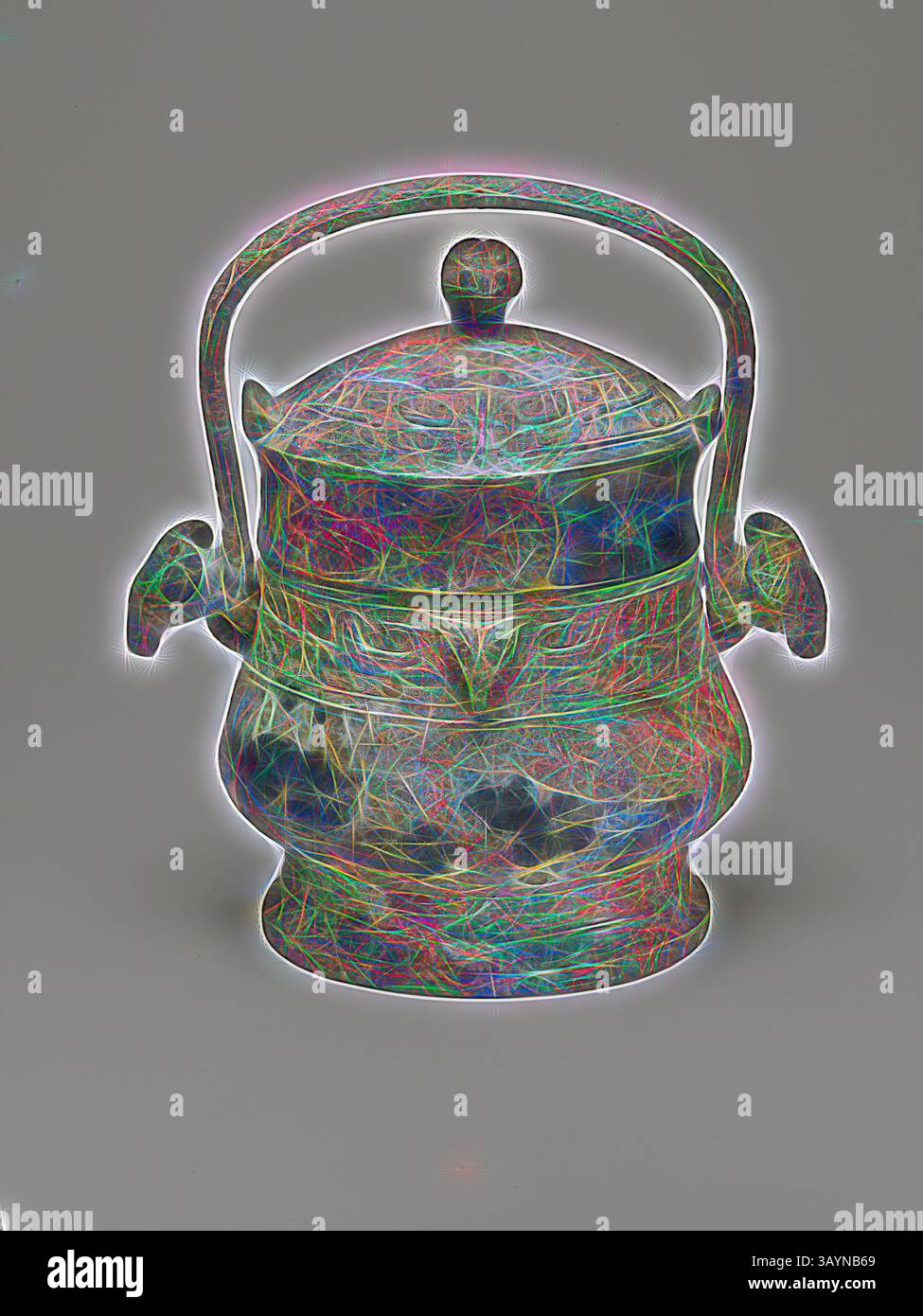 A vibrantly colored decorative kettle, featuring intricate patterns and ...