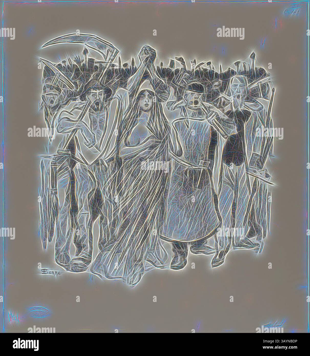 A group of figures stands together, evoking a sense of determination ...