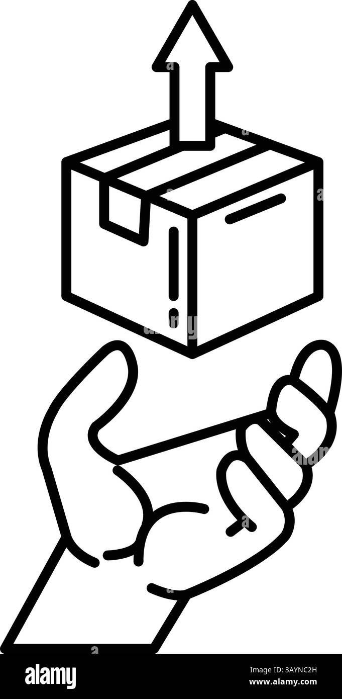 A hand is holding a box with a arrow pointing upwards Stock Vector ...