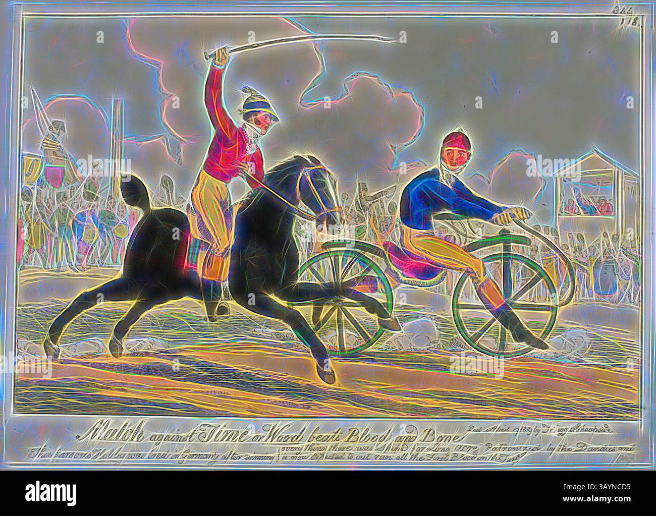 Two competitors fiercely race against each other, one riding a ...