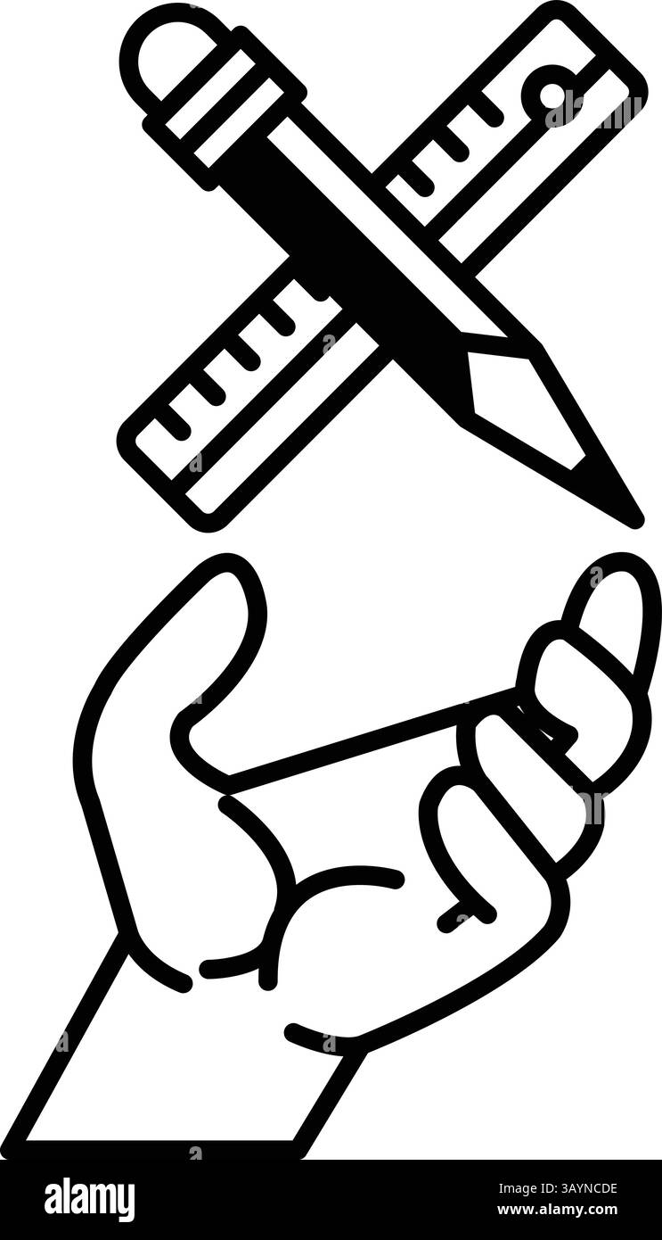 Hand holding pencil Black and White Stock Photos & Images - Alamy